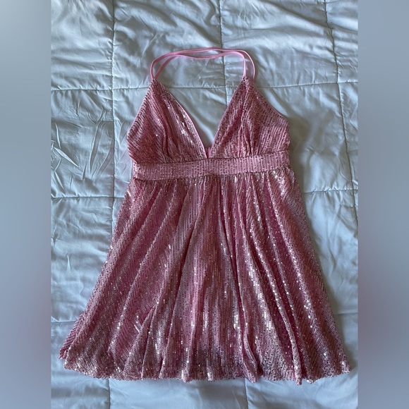 SHEIN | Dresses | Nwt Pink Sparkly Sequin Sequence Mini Party Dress ...